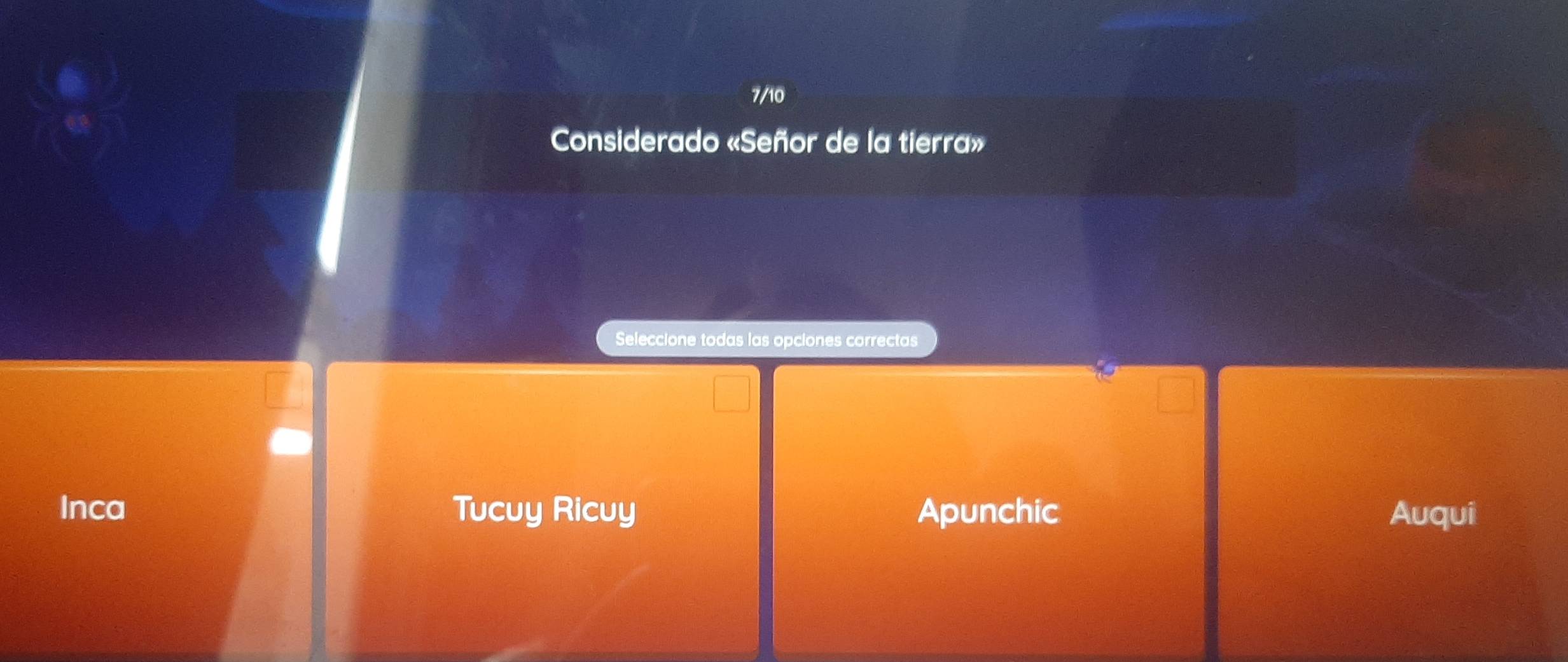 Resuelto:7/10 Considerado «Señor de la tierra» Seleccione todas las opciones correctas Inca Tucuy R