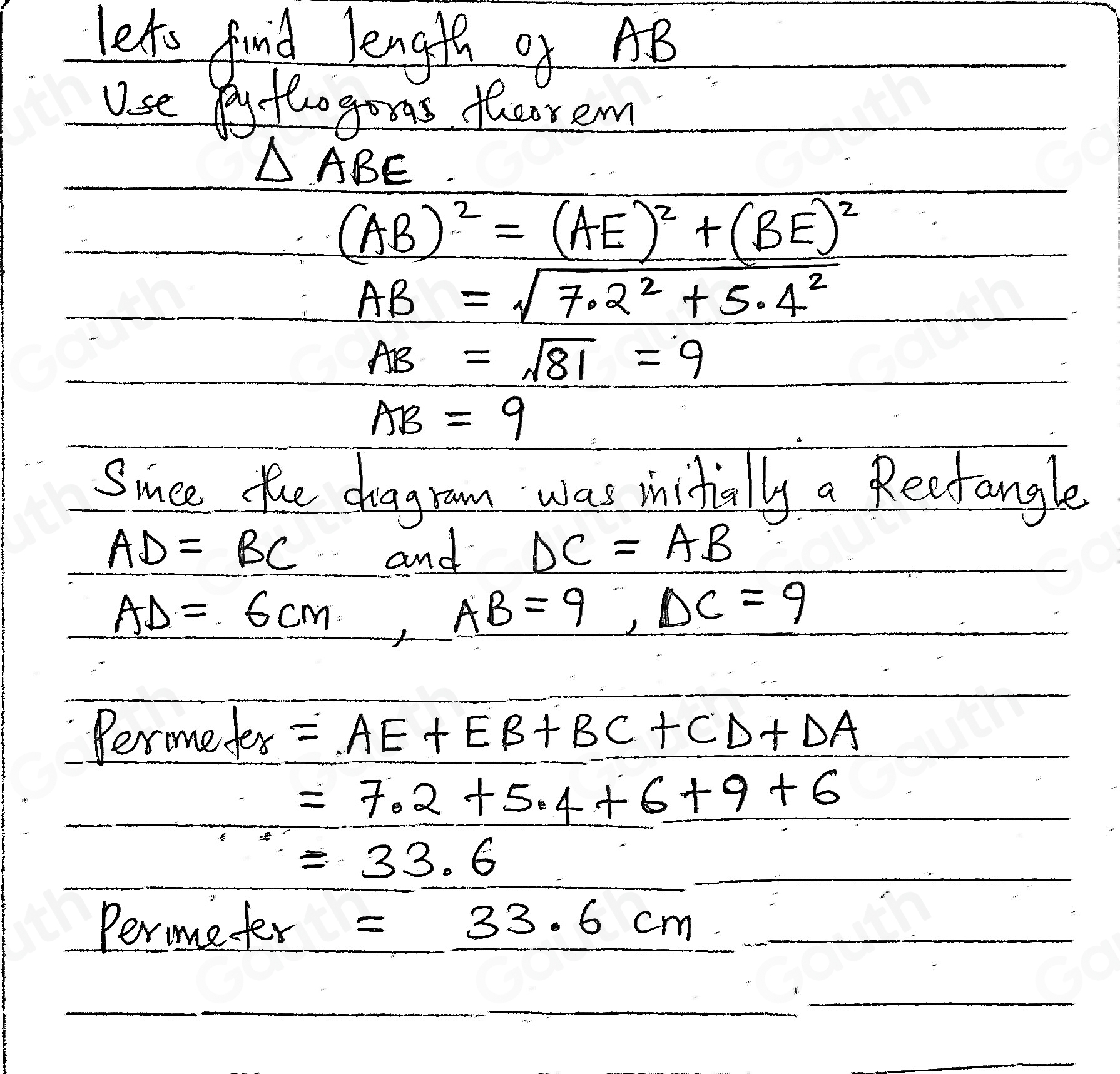 Solved: rectangle ABCD 4 The diagram shows a shaded shape AEBCD made by ...