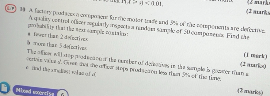 Solved: (2 marks P(X≥slant s)