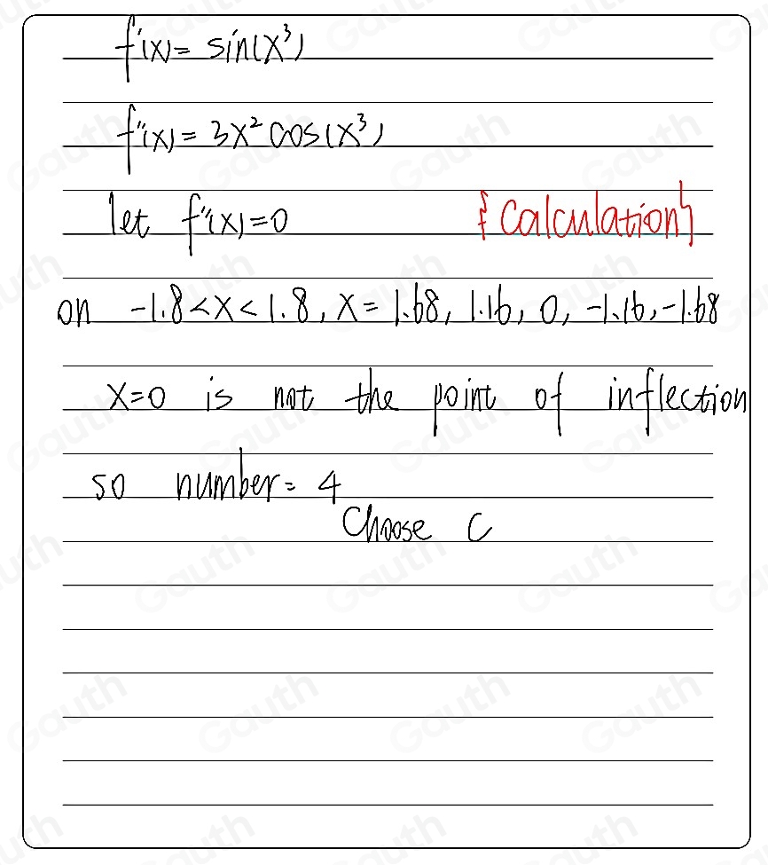Solved: Let fbe the function with derivative defined by f'(x)=sin (x^3 ...