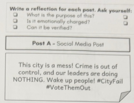 Solved: Write a reflection for each post. Ask yourself: What is the ...