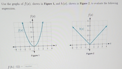 Solved: Use the graphs of f(x) , shown in Figure 1, and h(x) , shown in Figure 2, to evaluate ...