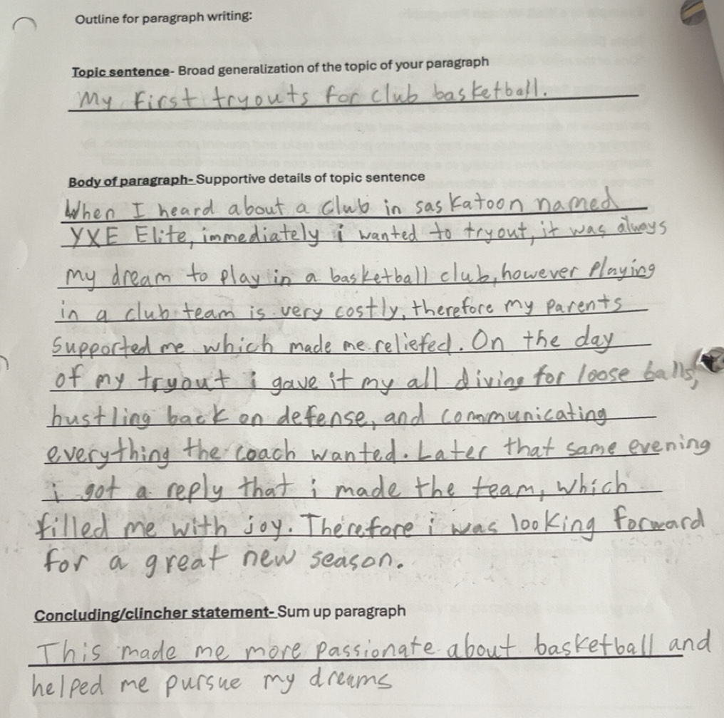 Solved: Outline for paragraph writing: Topic sentence- Broad ...