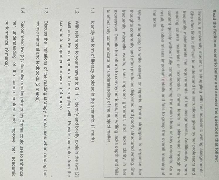 Solved: Read the fictitious scenario below and answer the questions that follow: . d n e a f ...