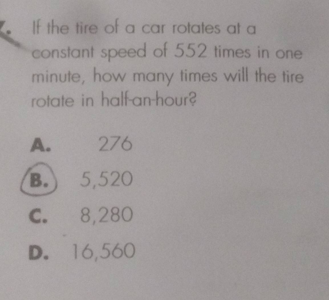 Solved: 、 If the tire of a car rotates at a constant speed of 552 times ...