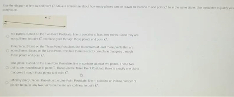 Solved: Use the diagram of line m and point C. Make a conjecture about ...