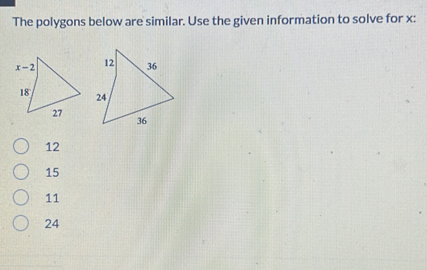 Solved: The polygons below are similar. Use the given information to ...