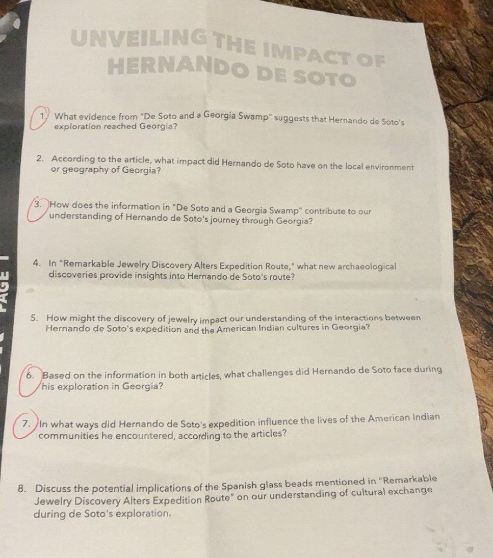 Solved: UNVEILING THE IMPACT OF HERNANDO DE SOTO 1 What evidence from ...
