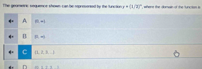 Solved: The geometric sequence shown can be represented by the function ...