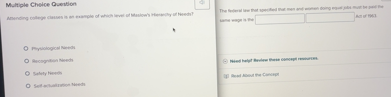 Solved: Attending college classes is an example of which level of ...