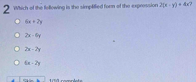Solved: Which of the following is the simplified form of the expression ...