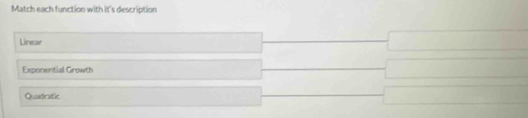 Solved: Match each function with it's description Linear Exponential ...