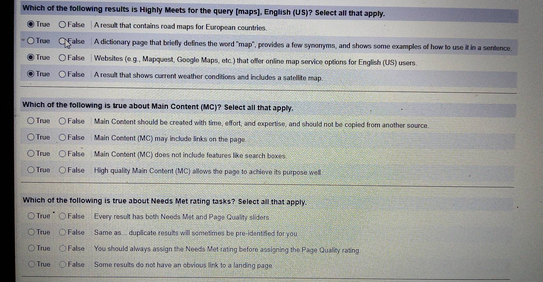 Solved: Which of the following results is Highly Meets for the query [maps], English (US ...