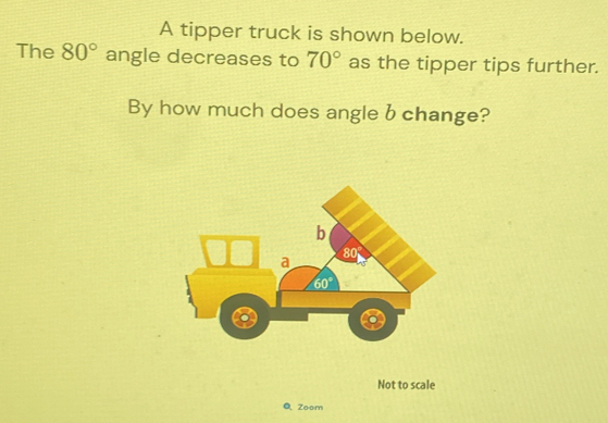 تم الحل:A tipper truck is shown below. The 80° angle decreases to 70 ...