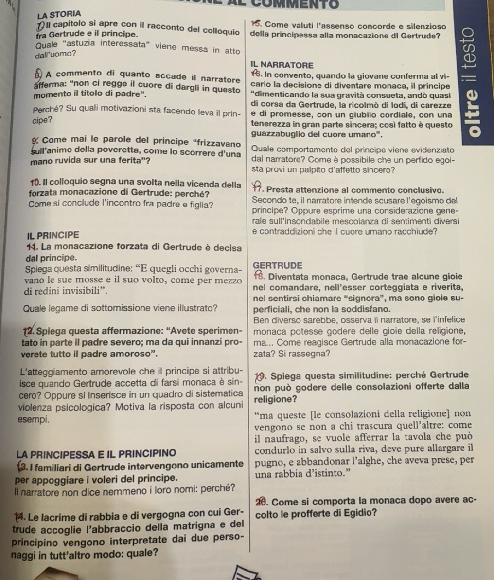Risolto:COMMENTO LA STORIA 1Il capitolo si apre con il racconto del ...