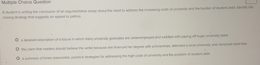 Solved: student is writing the conclusion of an argumentative essay ...