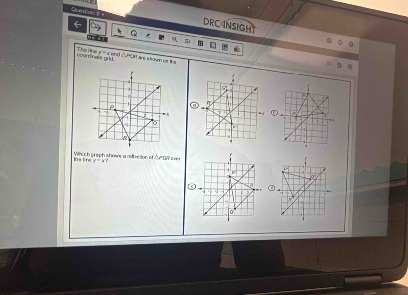 Solved: DRCINSIGHT Hort The line y=x and coordinate grid. PQR are shown ...