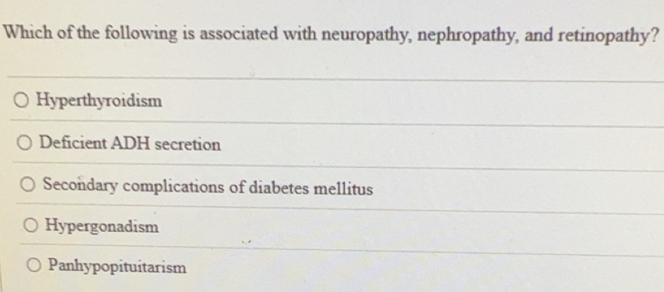 Solved: Which of the following is associated with neuropathy ...