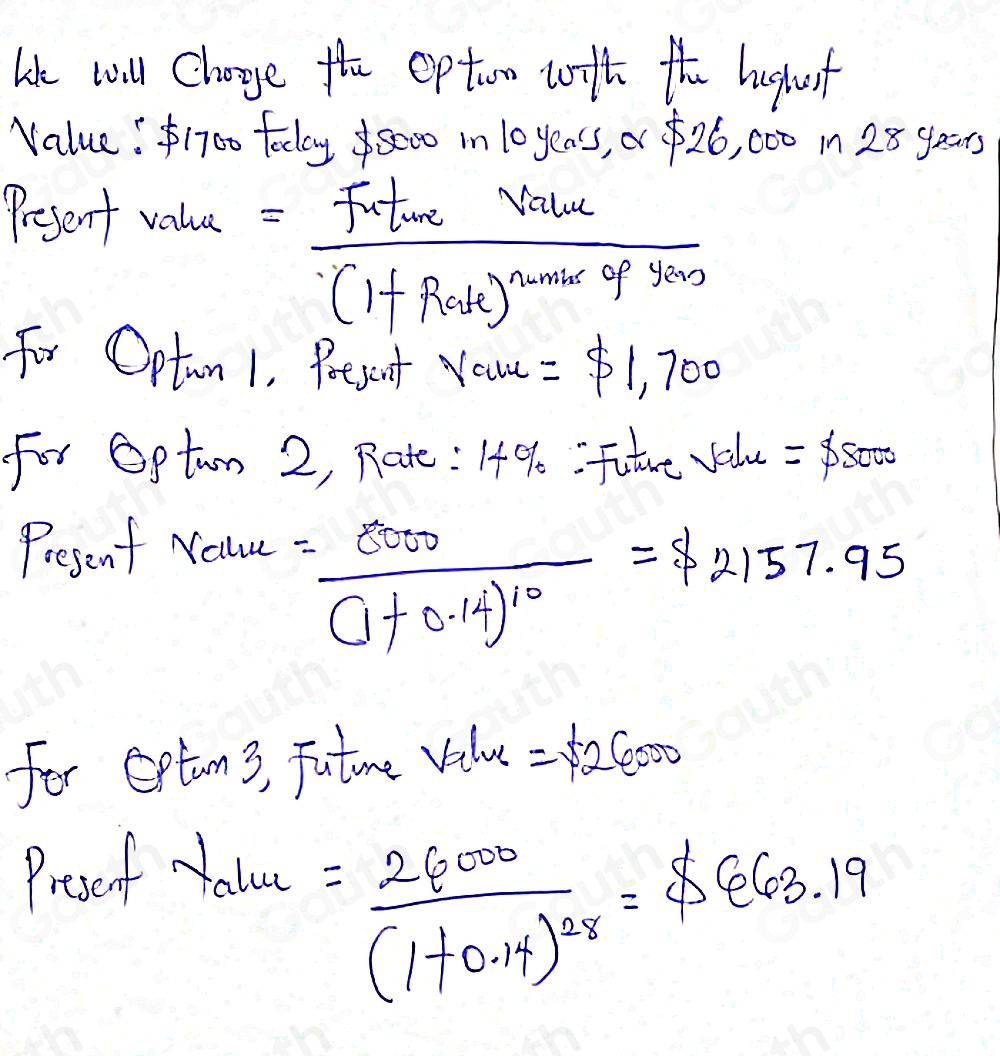 Solved: (Present-value comparison) Much to your surprise, you were ...
