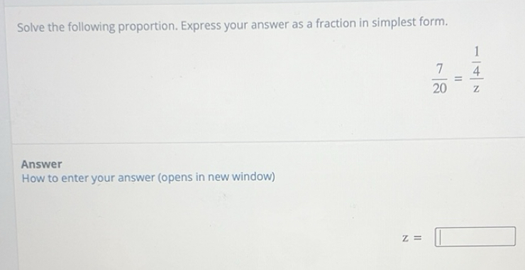 Solved: Solve the following proportion. Express your answer as a ...