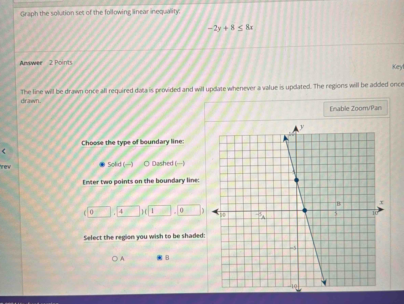 Solved: Graph the solution set of the following linear inequality: -2y ...