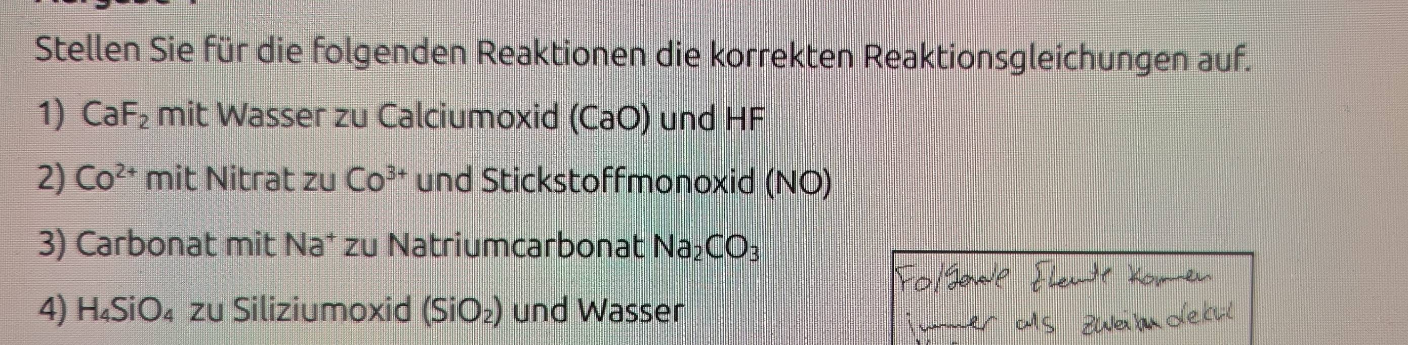 Gelöst:Stellen Sie für die folgenden Reaktionen die korrekten ...