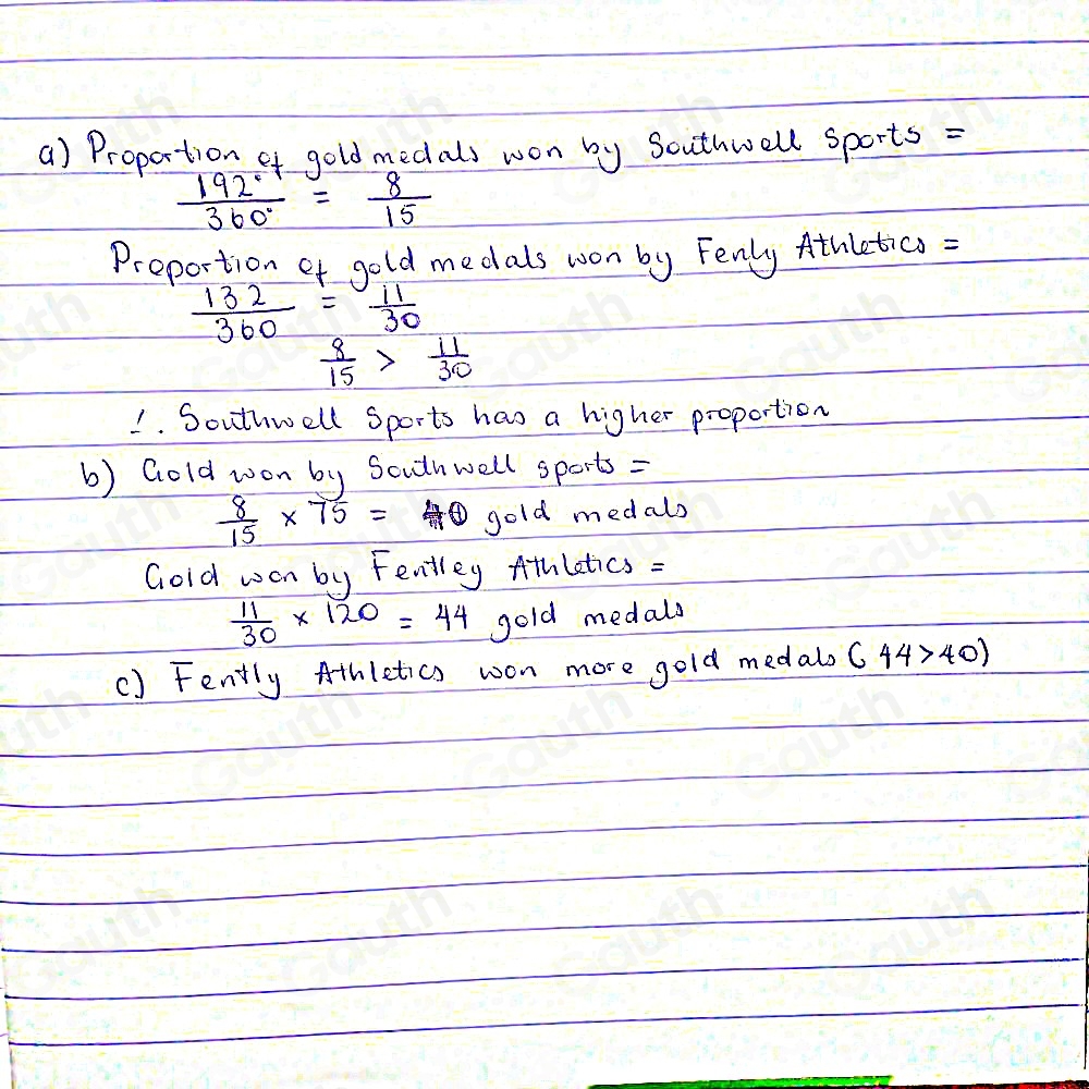 Solved: The medals won by two teams in a competition are shown below. a ...