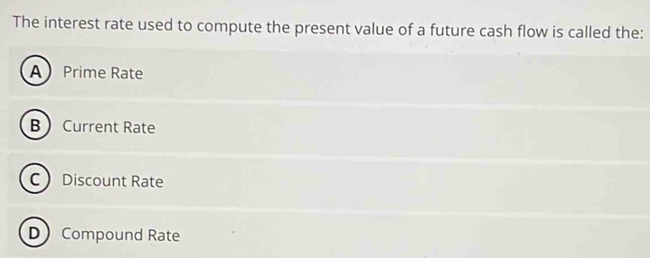 Solved: The interest rate used to compute the present value of a future ...