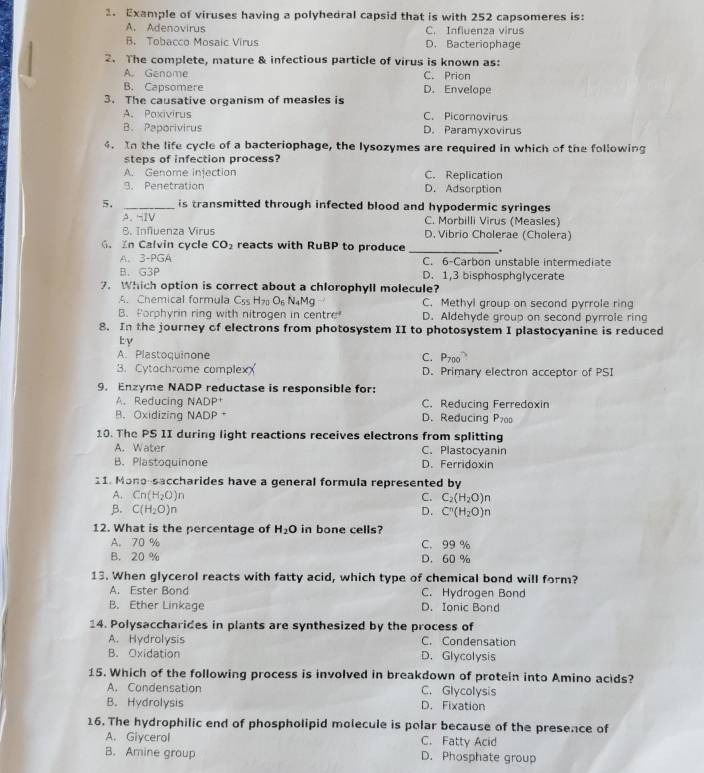 Solved: Example of viruses having a polyhedral capsid that is with 252 ...