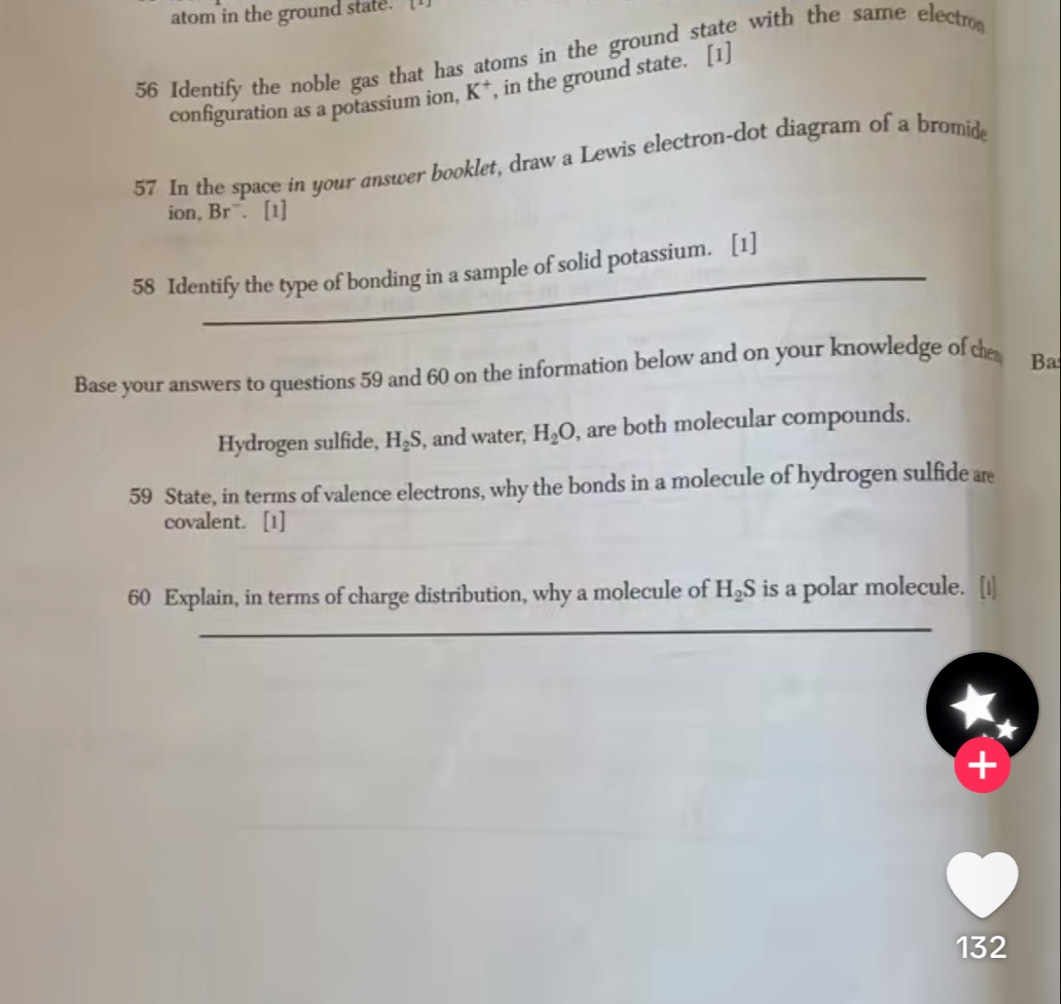 Solved: atom in the ground state. 56 Identify the noble gas that has ...