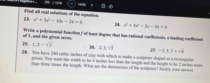 تم الحل:MAlH+Algebra+... 199 1218 144% + Find all real solutions of the ...