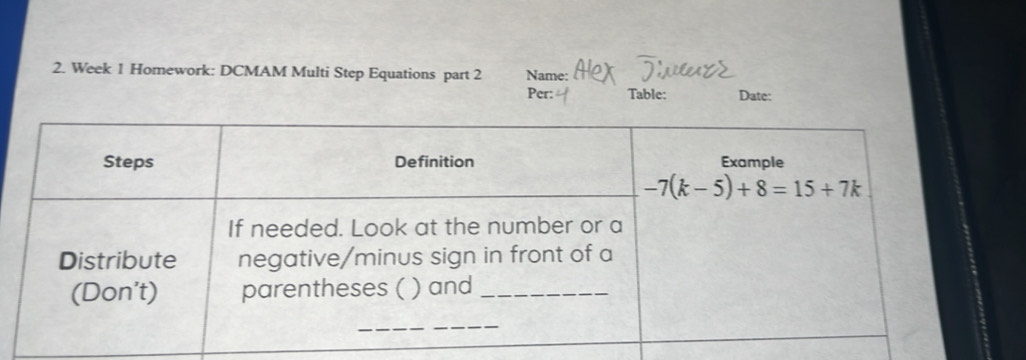 Solved: Week 1 Homework: DCMAM Multi Step Equations part 2 Name: Per ...