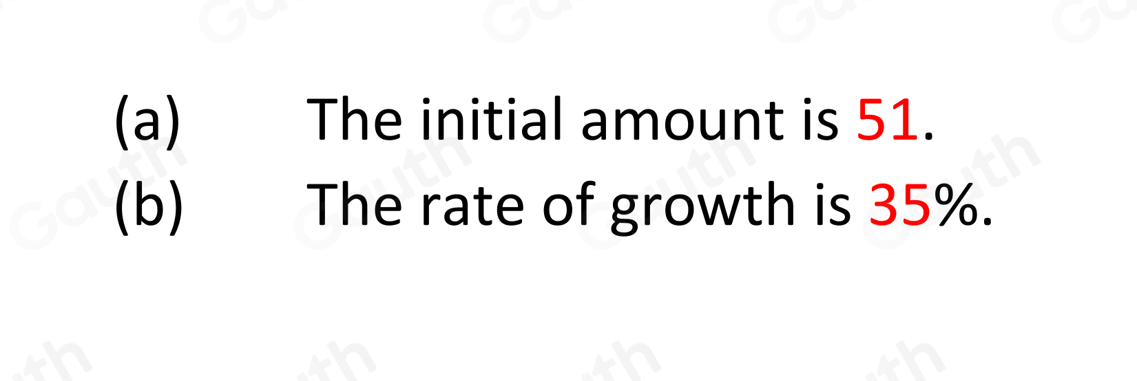 Solved: Consider the exponential growth function y=51(1.35)^x. Part: 0 ...