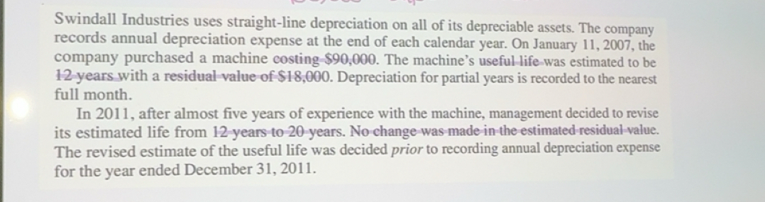 تم الحل:Swindall Industries uses straight-line depreciation on all of ...