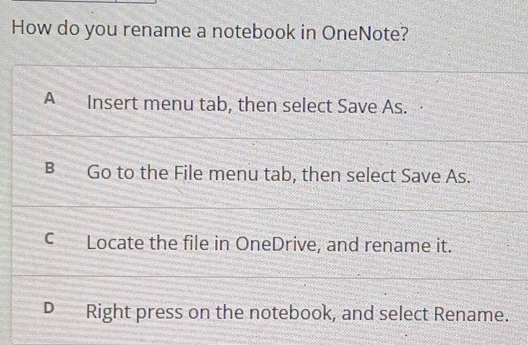 Solved: How do you rename a notebook in OneNote? A Insert menu tab ...