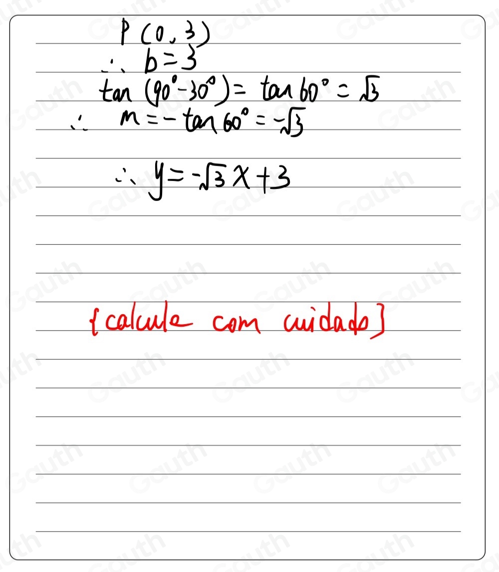 Resolvido:A figura representa a reta r que intercepta o eixo y no ponto ...