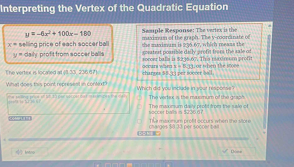 Solved: Interpreting the Vertex of the Quadratic Equation^(y=-6x^2 ...