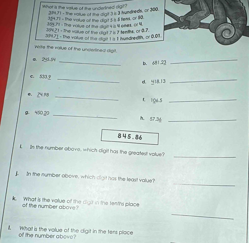 Solved: What is the value of the underlined digit? 354.71 - The value ...