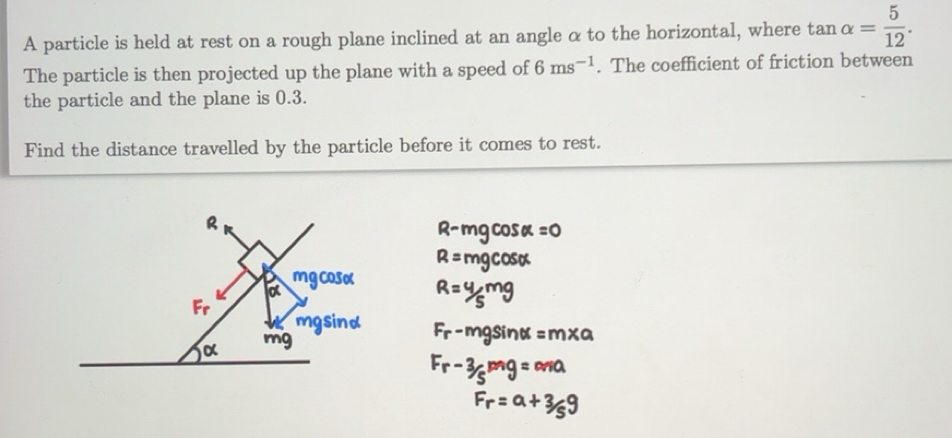 Solved: A particle is held at rest on a rough plane inclined at an ...