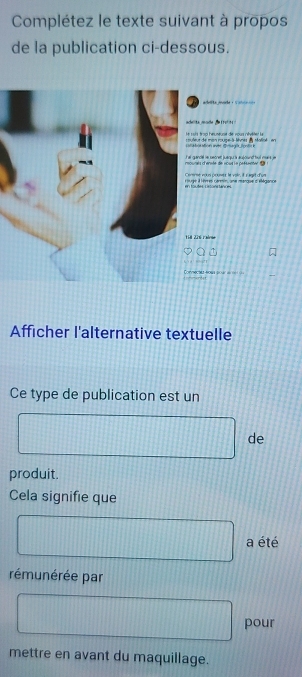 Résolu :Complétez le texte suivant à propos de la publication ci ...