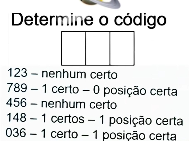Resolvido:Determine o código 123 - nenhum certo 789-1 certo - 0 posição ...