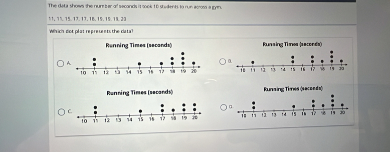 Solved: The data shows the number of seconds it took 10 students to run ...