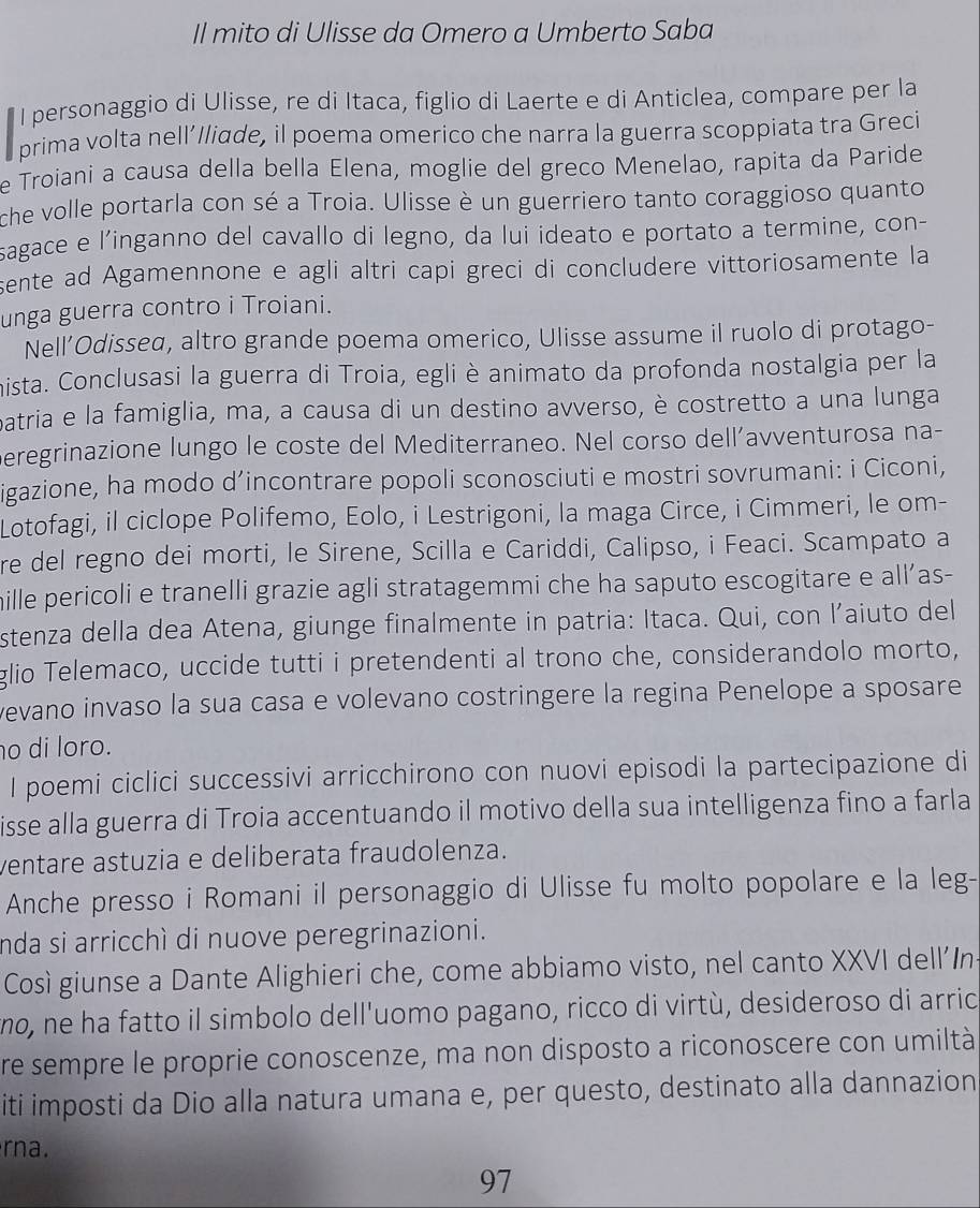 Risolto:Il mito di Ulisse da Omero a Umberto Saba I personaggio di ...