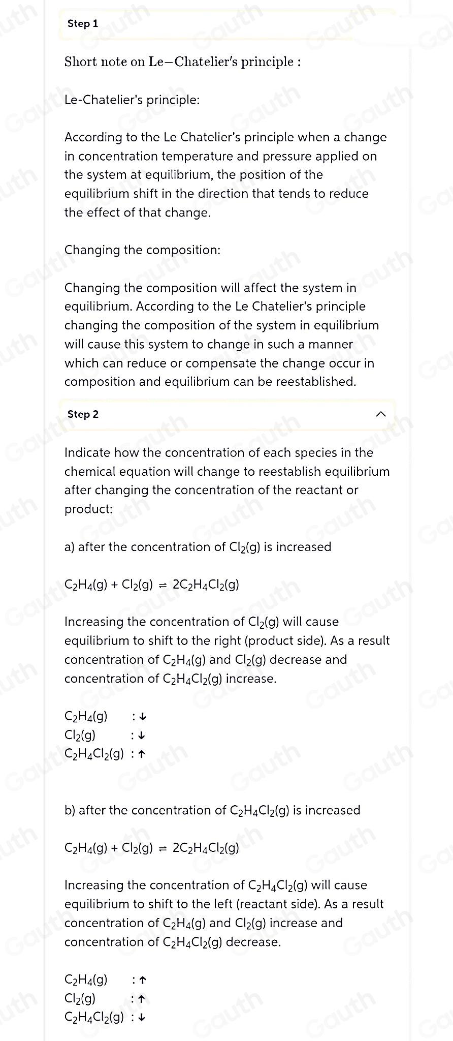 Solved: Indicate how the concentration of each species in the chemical ...