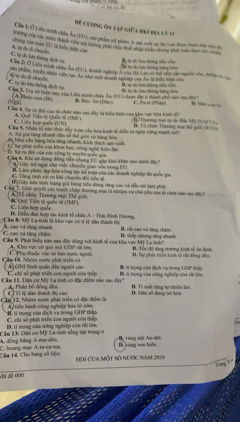 Giải quyết:Vng với phạm vì rộng b), c), d) Để Cương ôn tạp giữa hki địa lý 11 Câu 1: Ở Liên minh ...