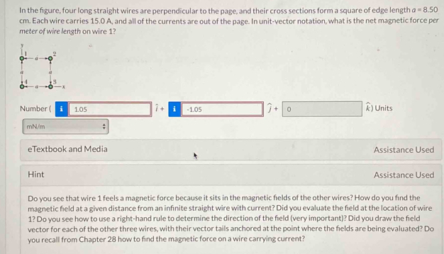 Solved: In the figure, four long straight wires are perpendicular to ...