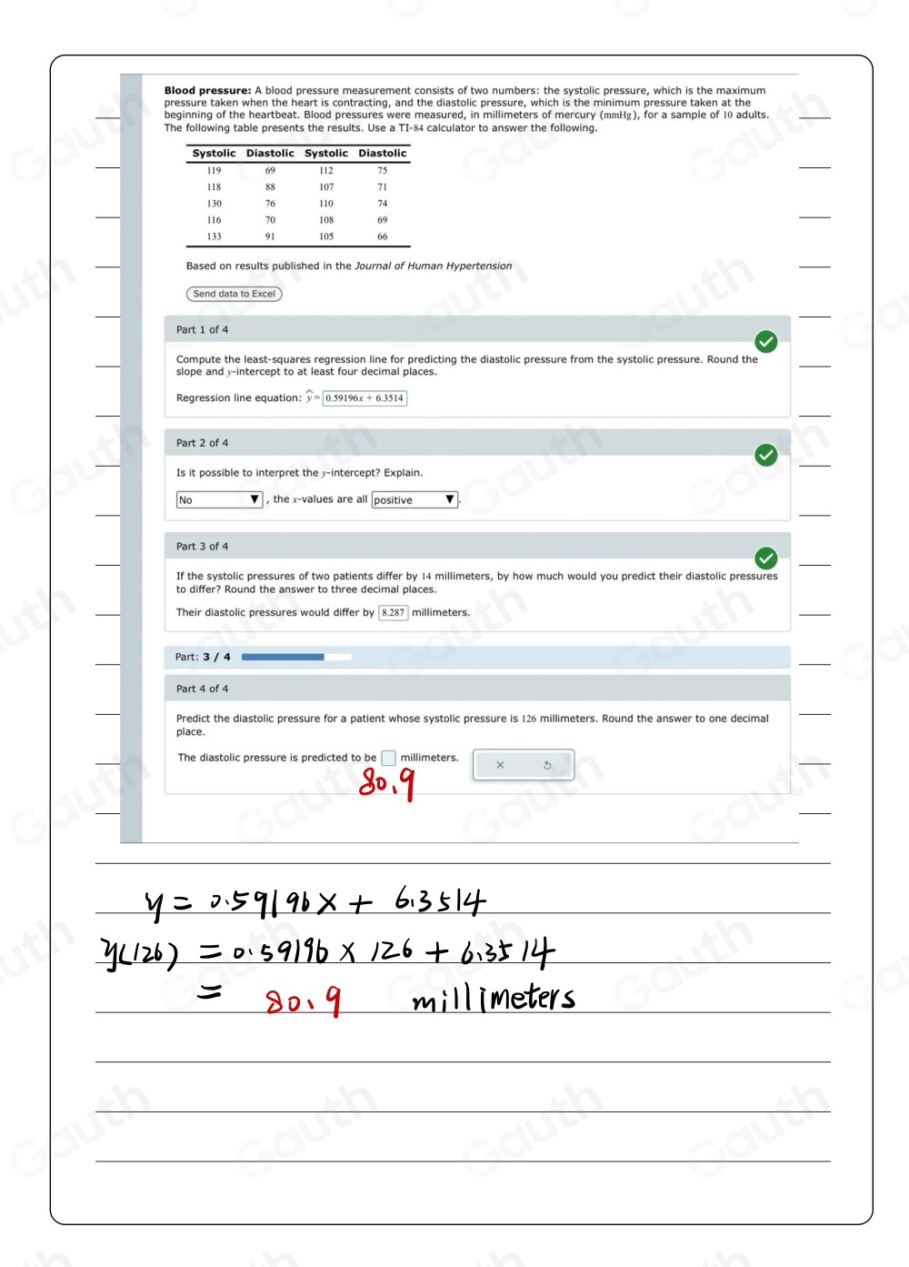 Solved: Blood pressure: A blood pressure measurement consists of two ...