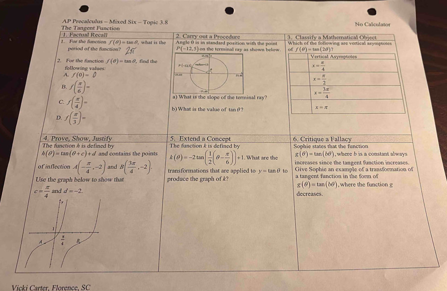 Solved: AP Precalculus - Mixed Six - Topic 3.8 No Calculator The ...