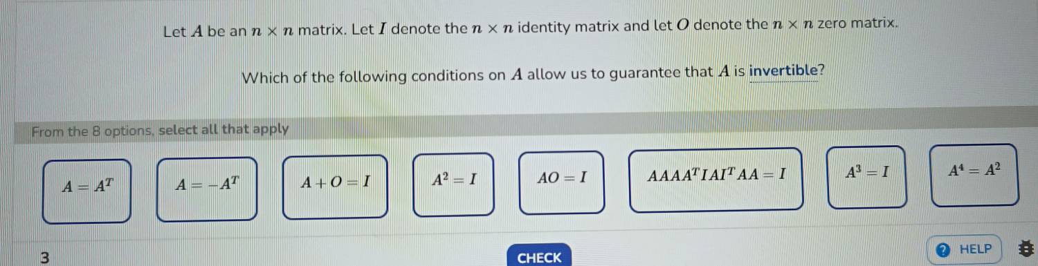 Solved: Let A be an n* n matrix. Let I denote the n* n identity matrix ...