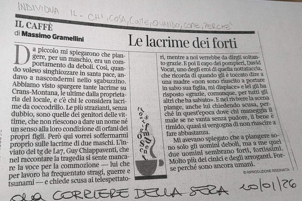 Risolto:Il CAFFè d Massimo Gramellini Le lacrime dei forti a piccolo mi ...